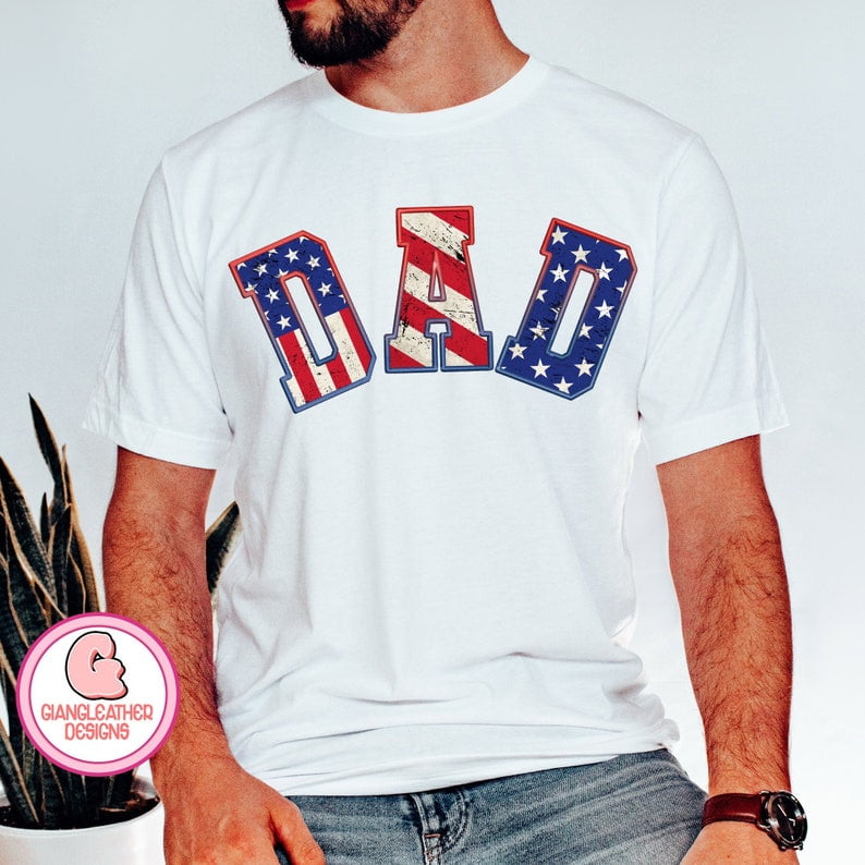 American Dad Varsity T-Shirt, 4th of July Dad Tee, Father’s Day ...