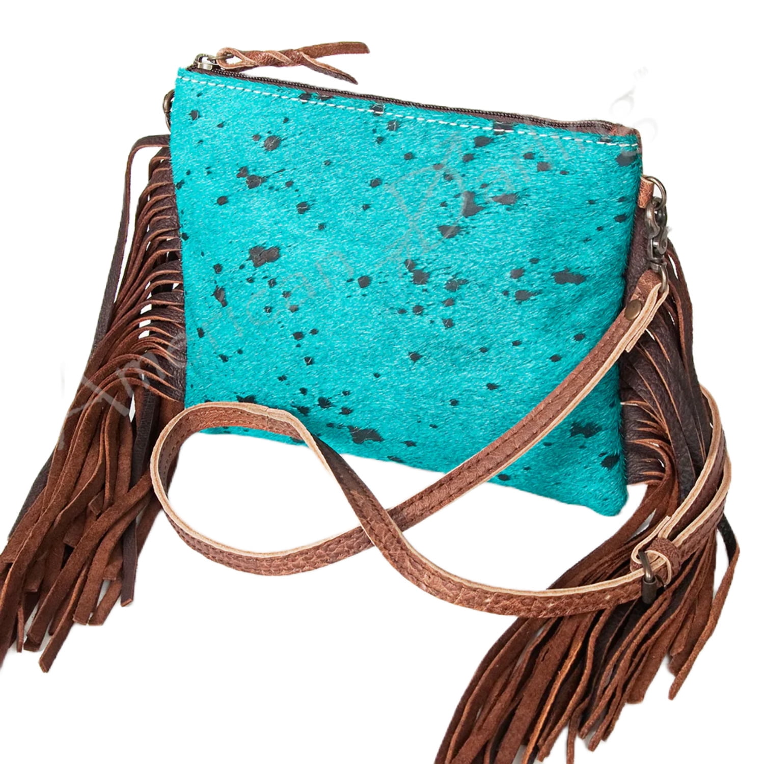 American Darling Black Turquoise Cowhide W/Fringe Purse ADBG109TRQ2FRNG ...