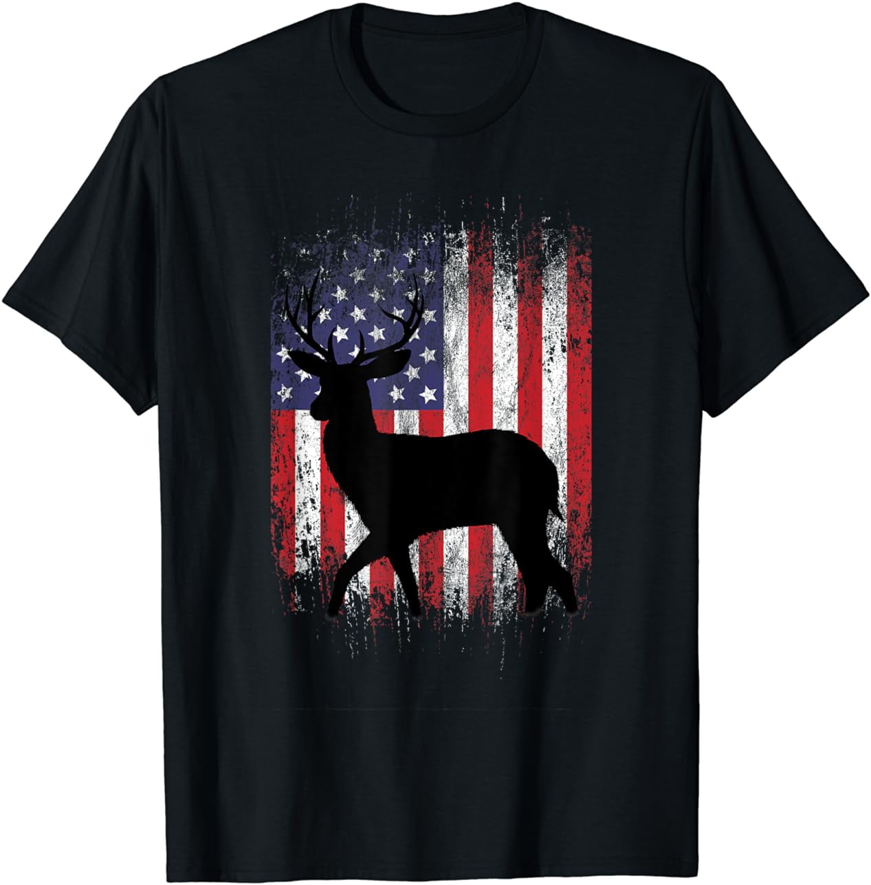 American Deer Hunting Patriotic Hunter Flag Whitetail Buck T-Shirt ...