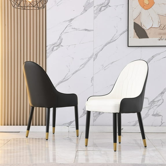 American Design Black PU Leather Chair Set | Strong Iron Legs and ...