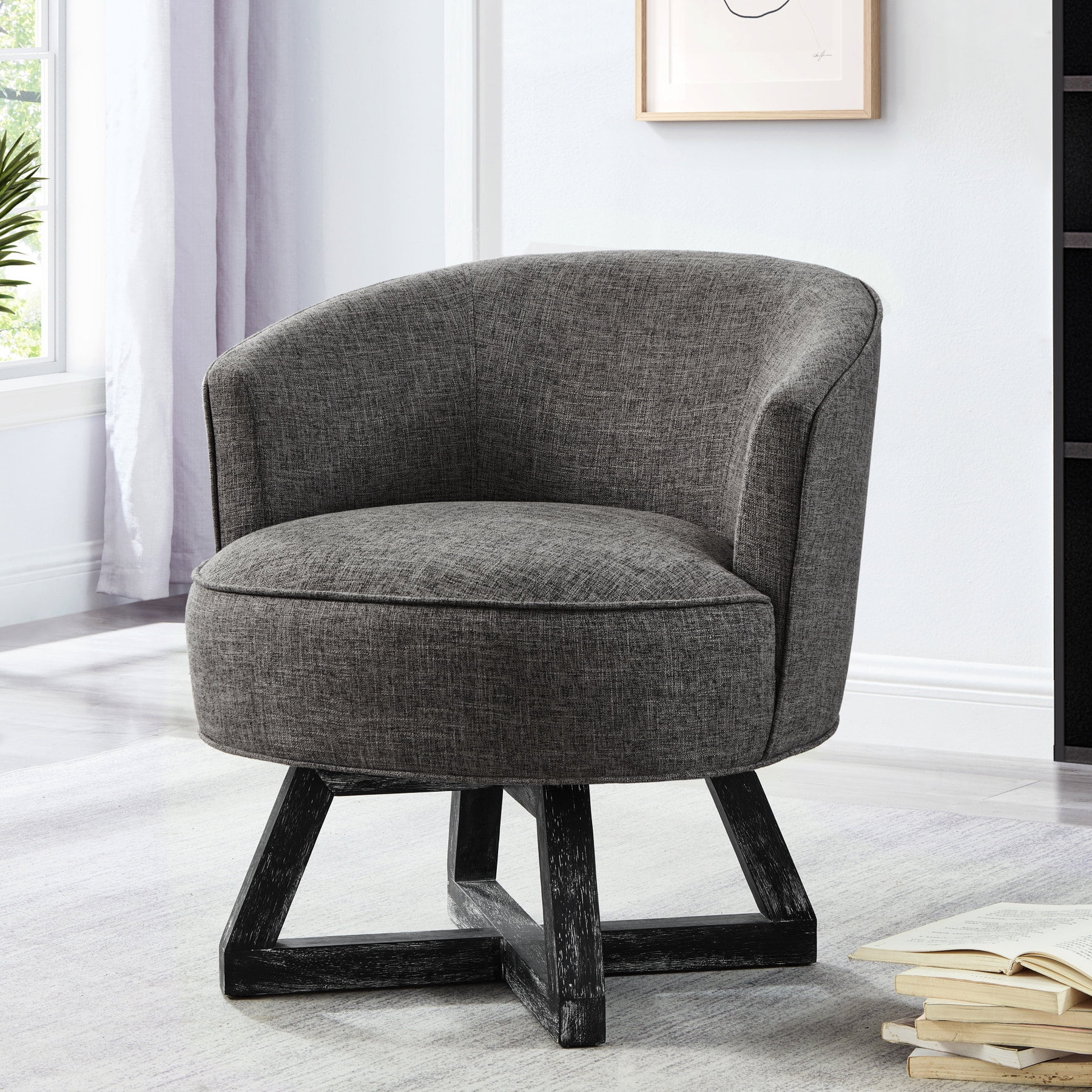 American Design Linen Swivel Chair with 360 - degree Rotation | Sturdy ...