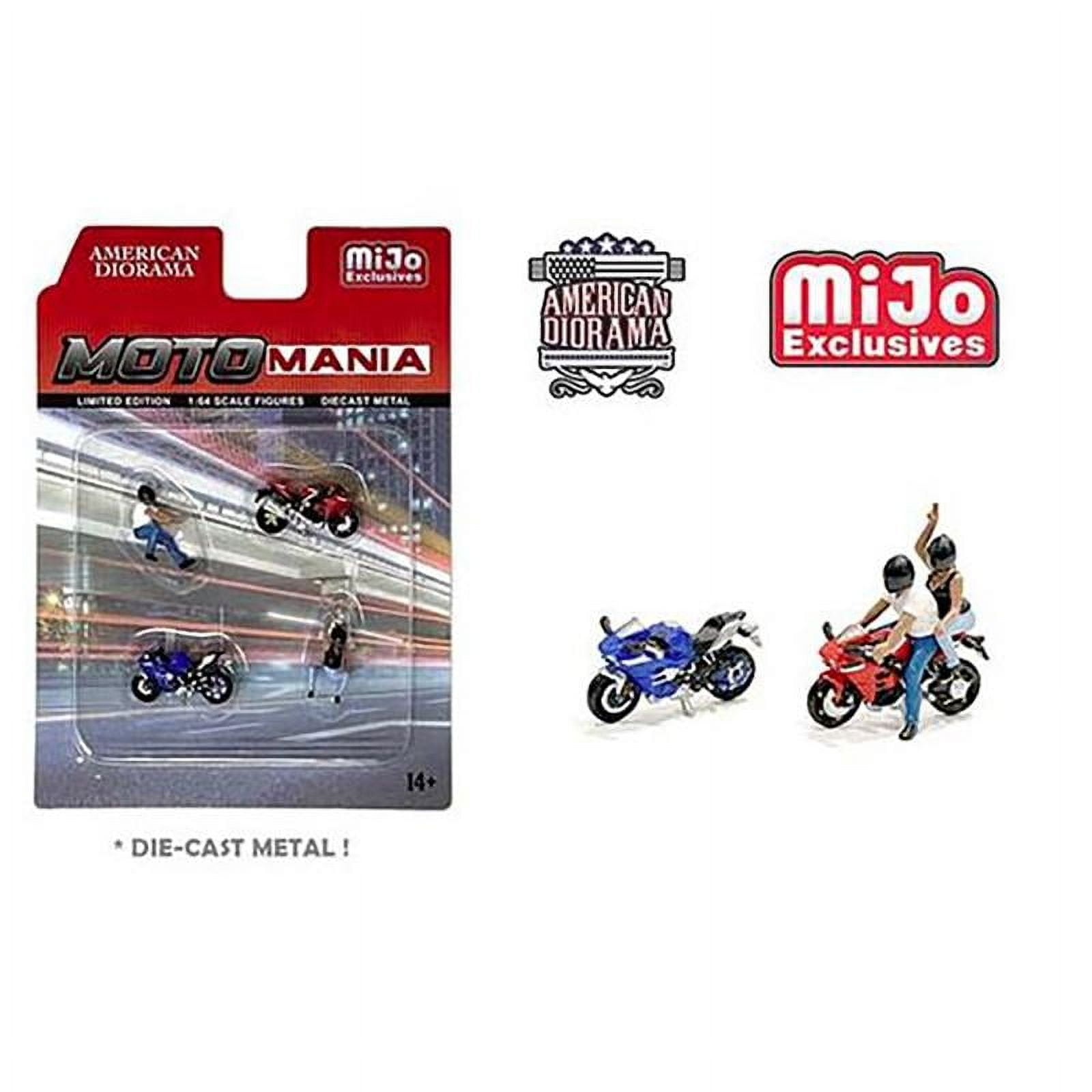 Motomania 4 piece Diecast Set (2 Figurines and 2 Motorcycles) for 1/64 ...