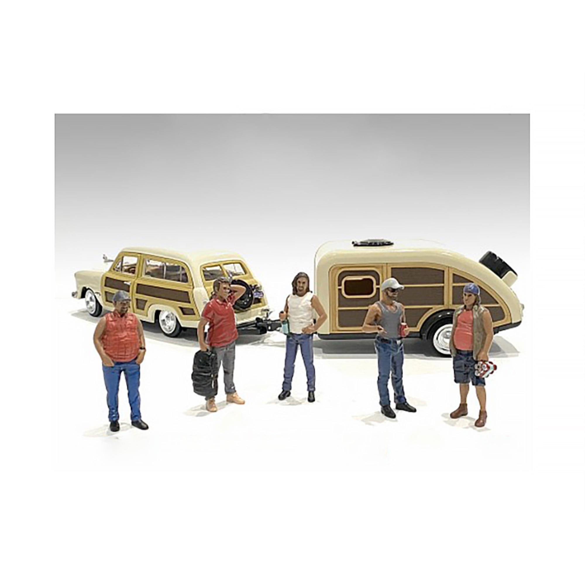 American Diorama Campers Series Figure Set for 1 by 24 Scale Models - 5 ...