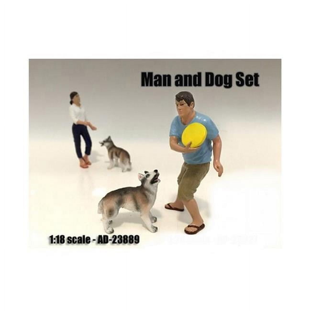American Diorama Man & Dog 2 Piece Figure Set for 1-18 Scale Models ...
