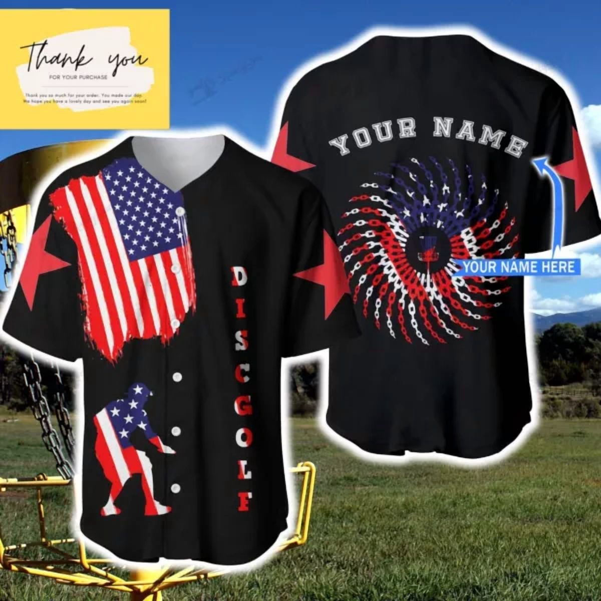 American Disc Golf Personalized Baseball Jersey Shirt Custom Name ...