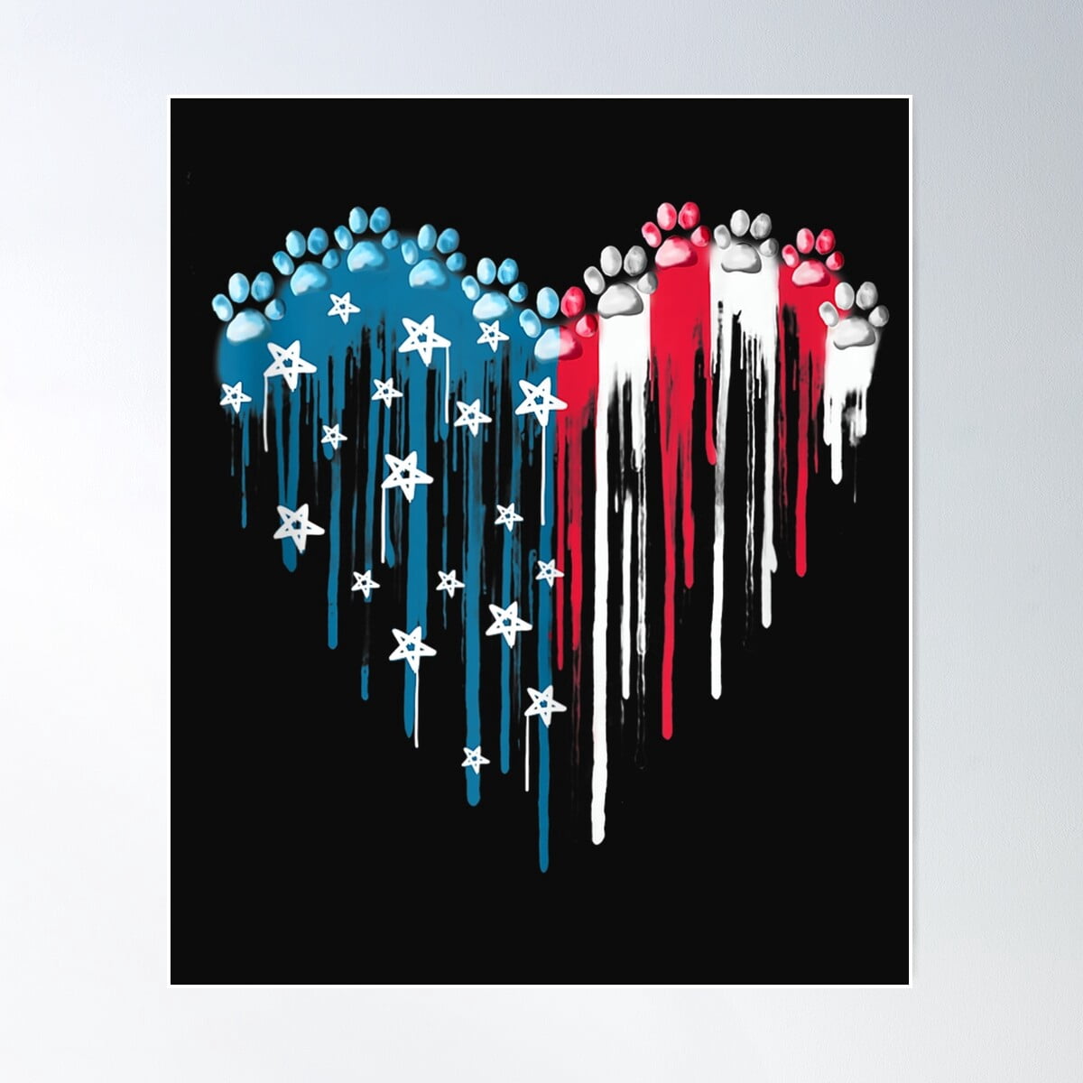 American Dog Usa Flag Distressed Red White Blue Art Unframed Paper ...