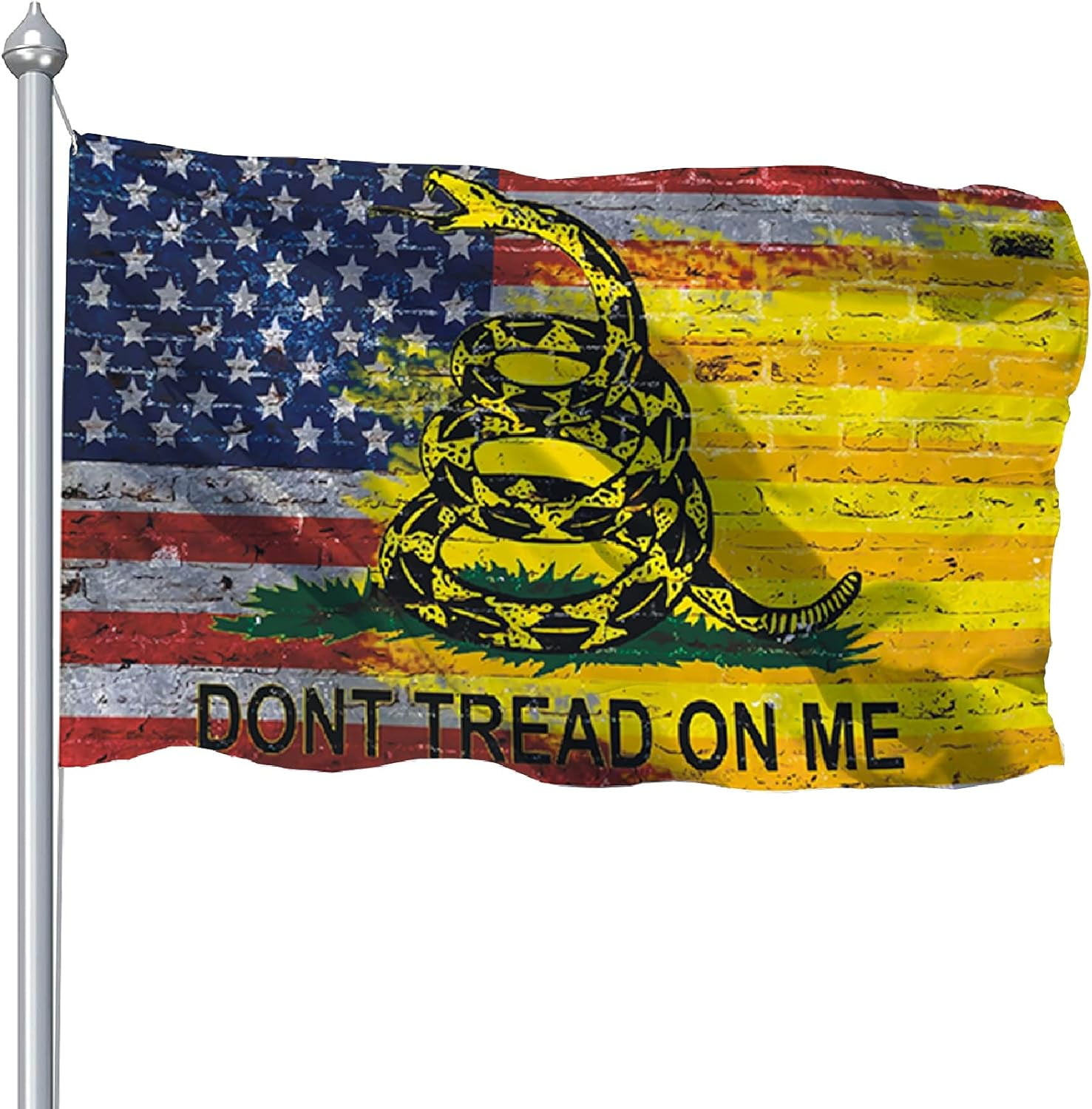 American Dont Tread On Me Flag, US Gadsden Flags Banner With Brass ...