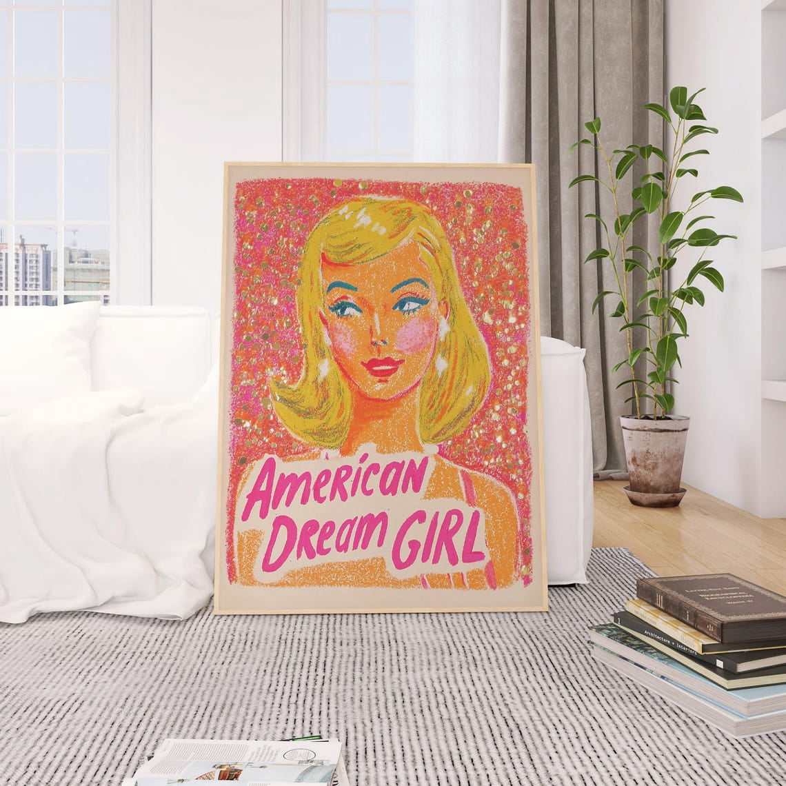 American Dream Girl Wall Art Barbiecore Cowgirl Poster Retro Western ...