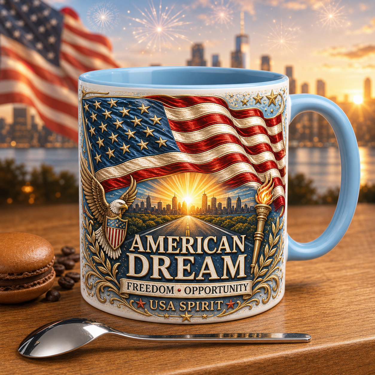 American Dream Mug 3D Effect Patriotic USA Spirit Coffee Cup Freedom ...