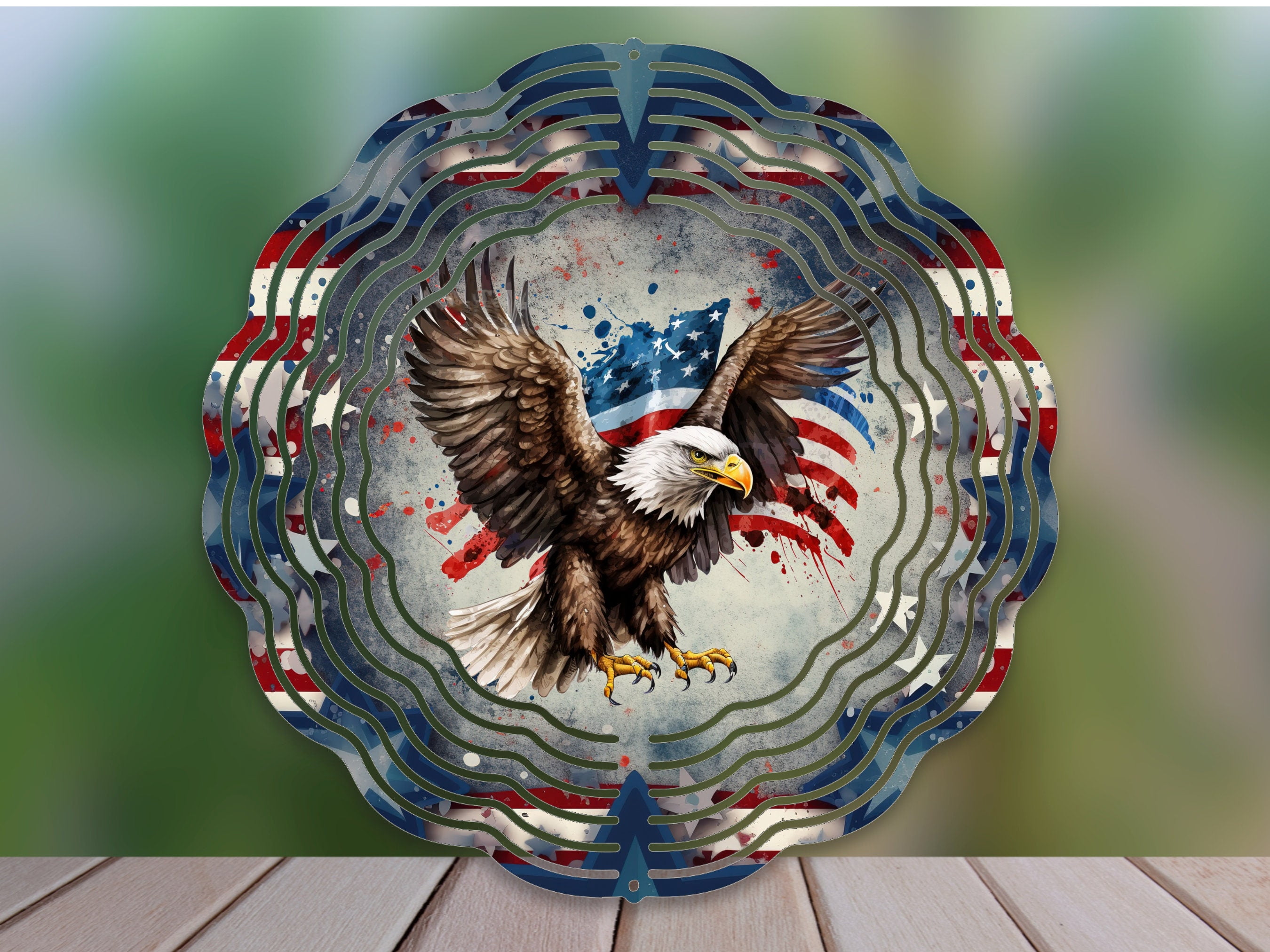 American Eagle 10 Inch Metal Double-Sided Rotating Wind Spinner for ...