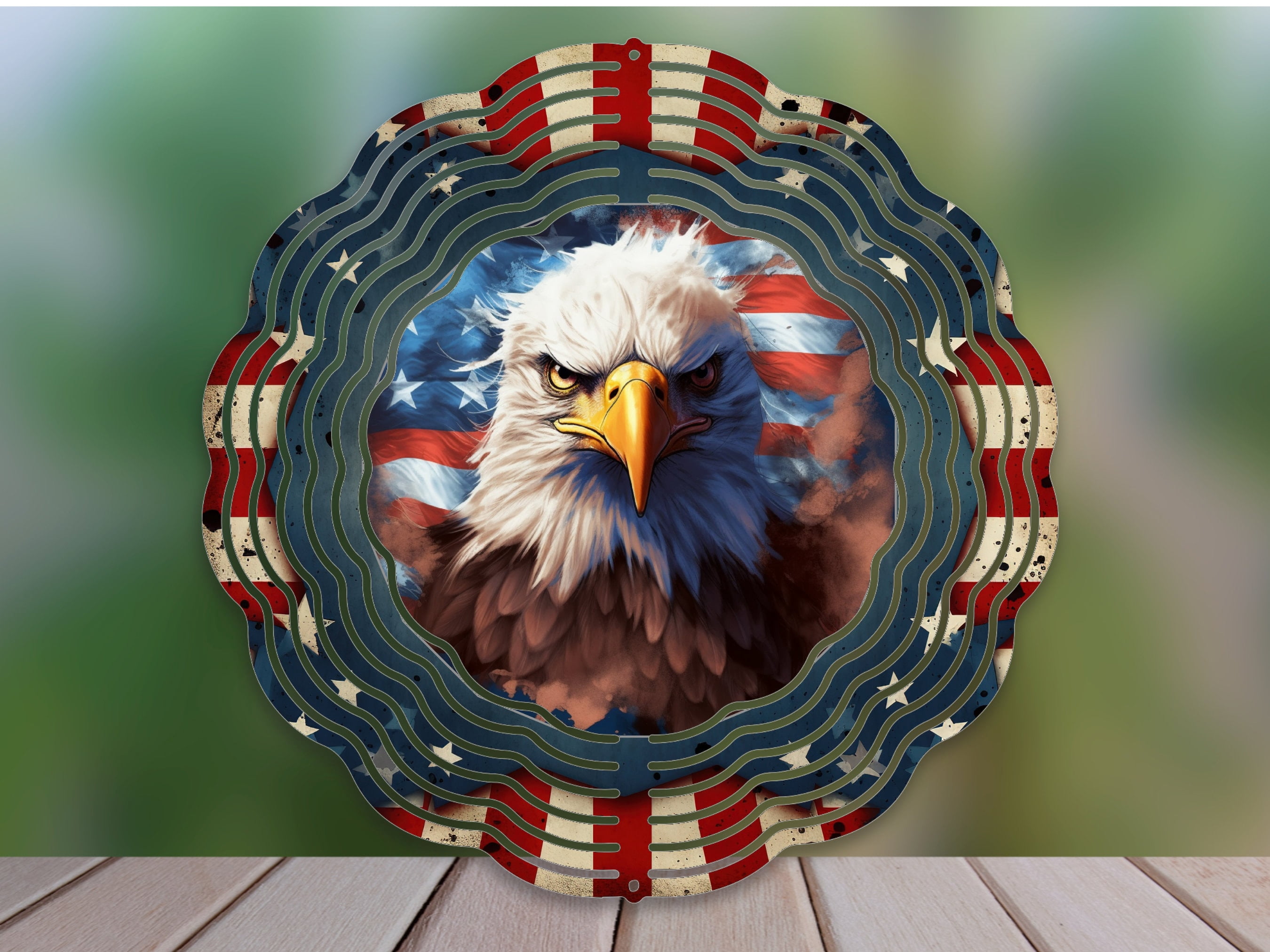 American Eagle 10 Inch Metal Double-Sided Rotating Wind Spinner for ...