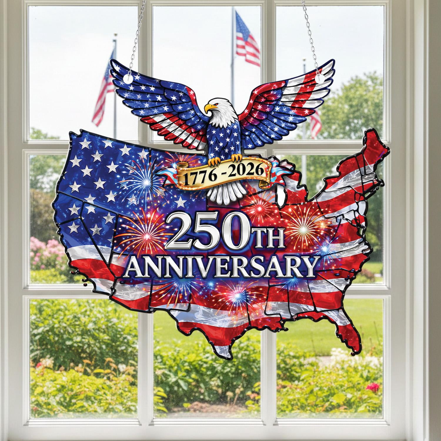 American Eagle 250th Anniversary Window Hanging - Patriotic Home Decor ...