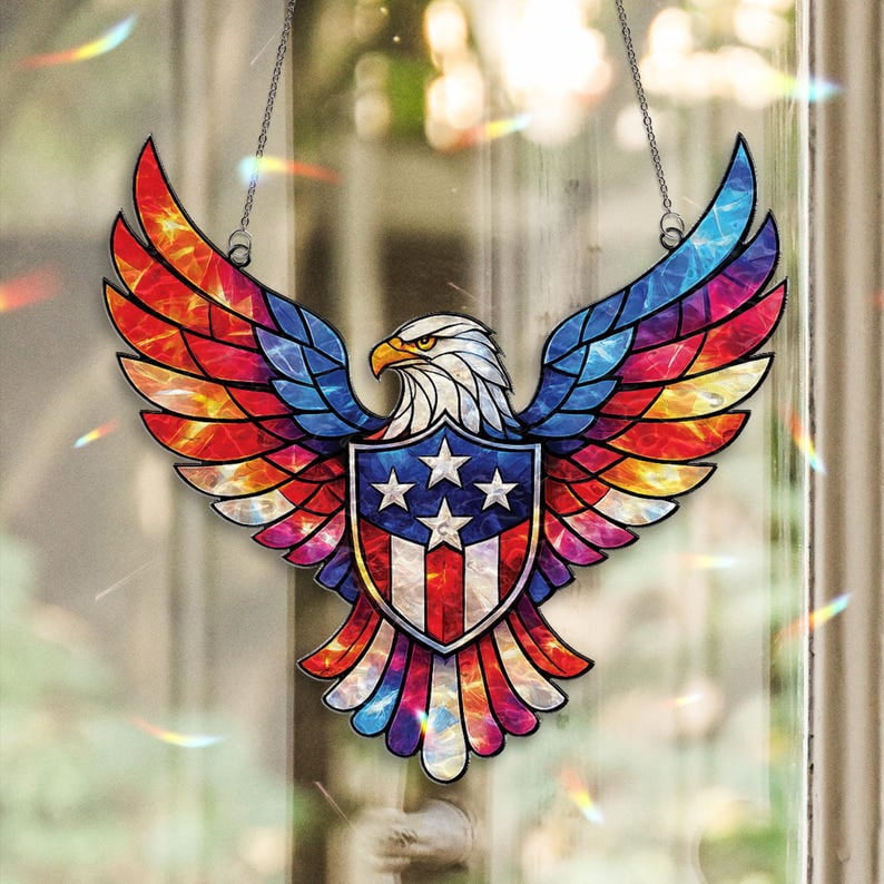 American Eagle Acrylic Suncatcher USA 250th Anniversary Window Hanging ...