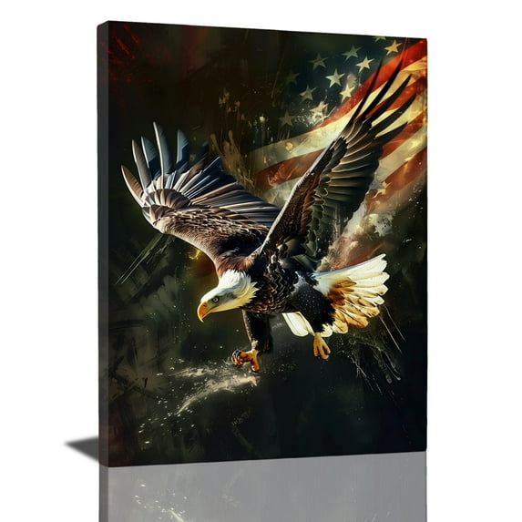 American Eagle Bald Eagle Wall Art - Framed Canvas Print for Bedroom ...