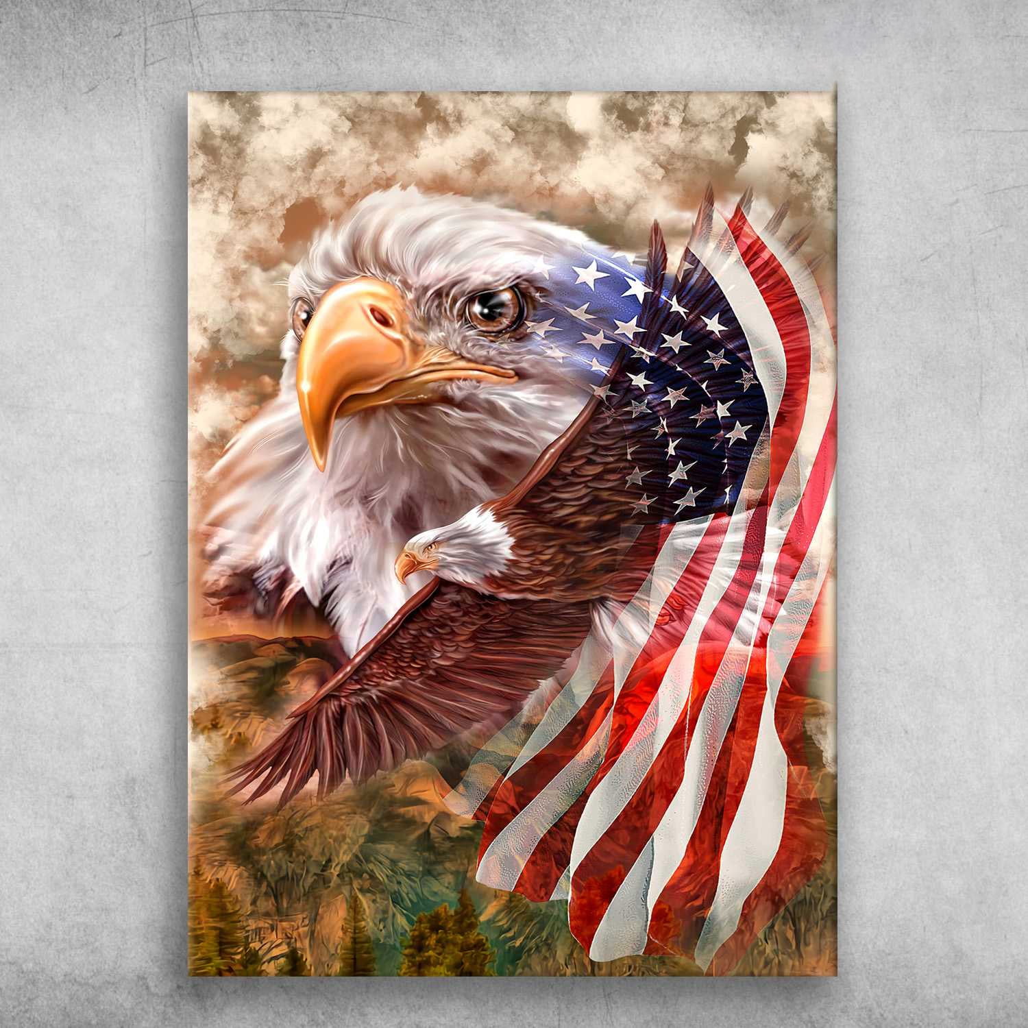 American Eagle, Eagle Poster, American Flag 24 x 36 Inch Poster ...