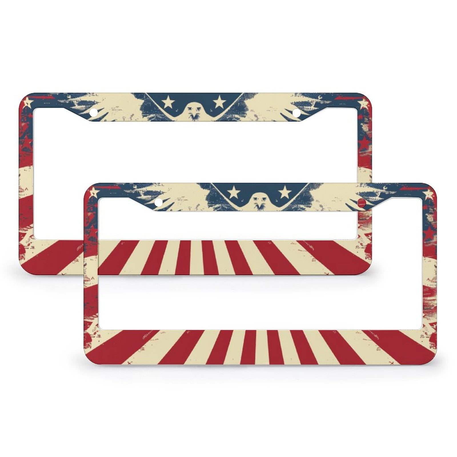 American Eagle Flag License Plate Frame 2 Pcs Set USA Patriotic ...