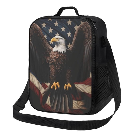 American Eagle Flag Lunch Bag Insulated Thermal Box with Shoulder Strap ...