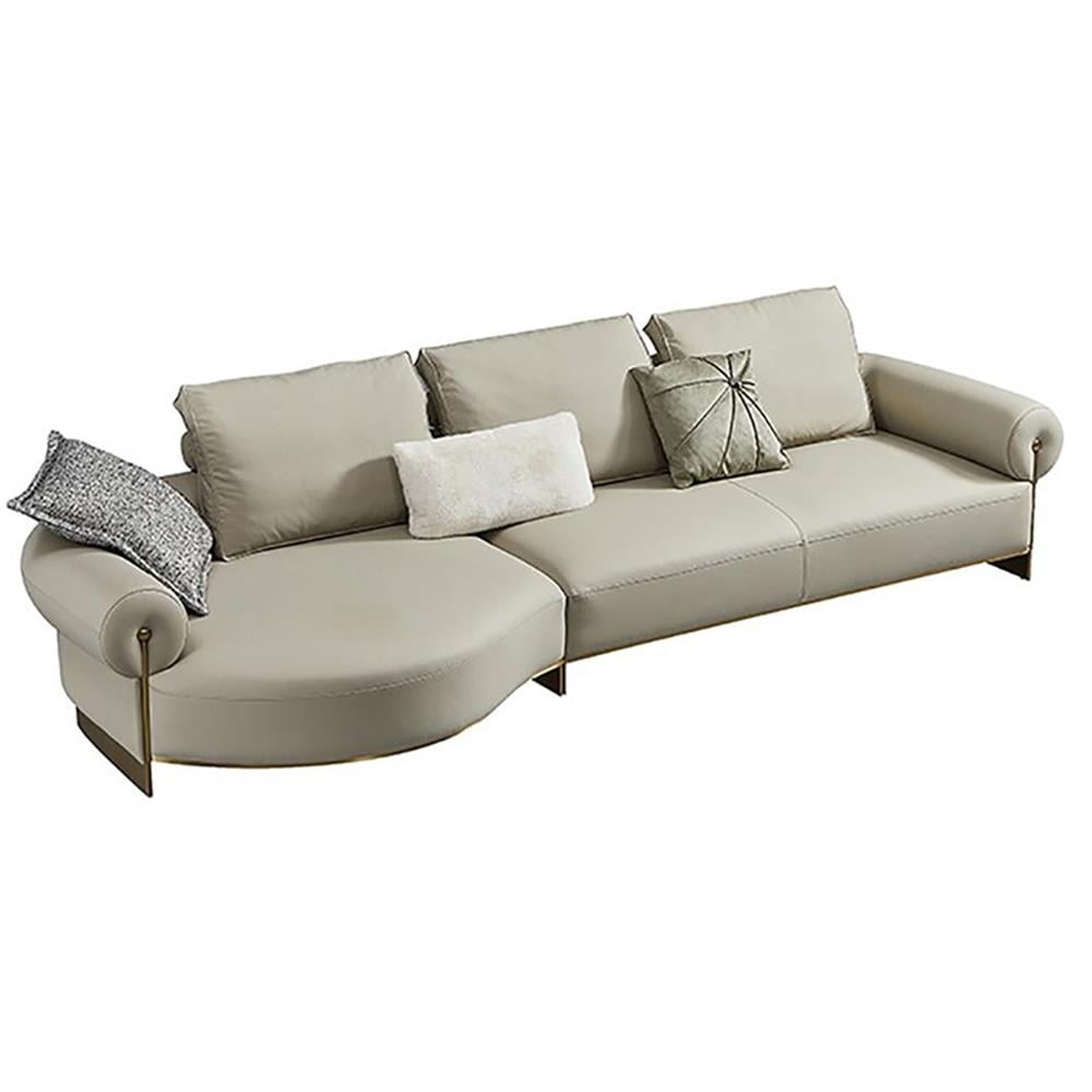 American Eagle Furniture Genuine Leather & Metal Sectional in Gray - Walmart.com