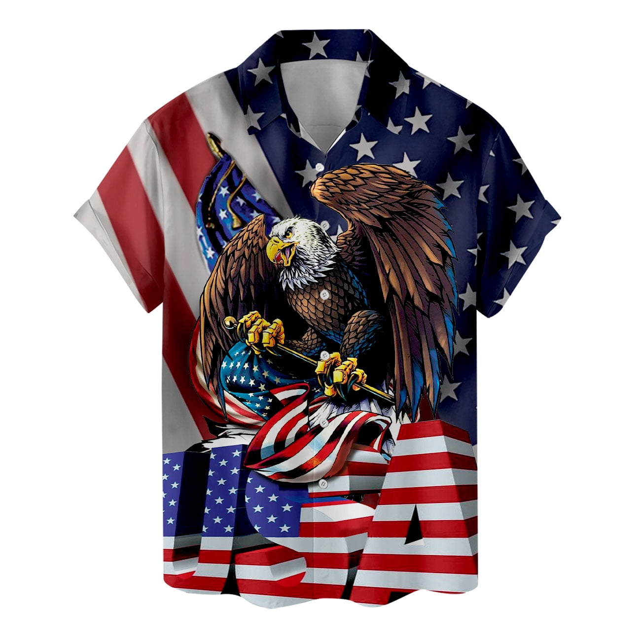 American Eagle Hawaiian Shirt For Men Patriotic Shirts For Men USA ...