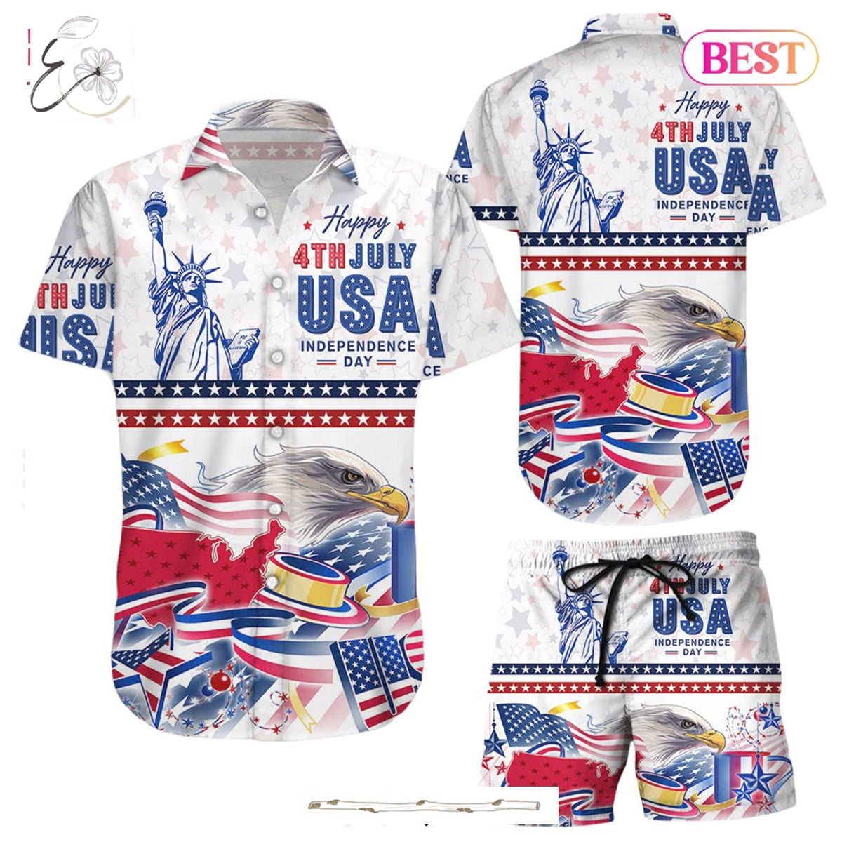 American Eagle Hawaiian Shirts Happy 4Th July Usa Independence Day ...
