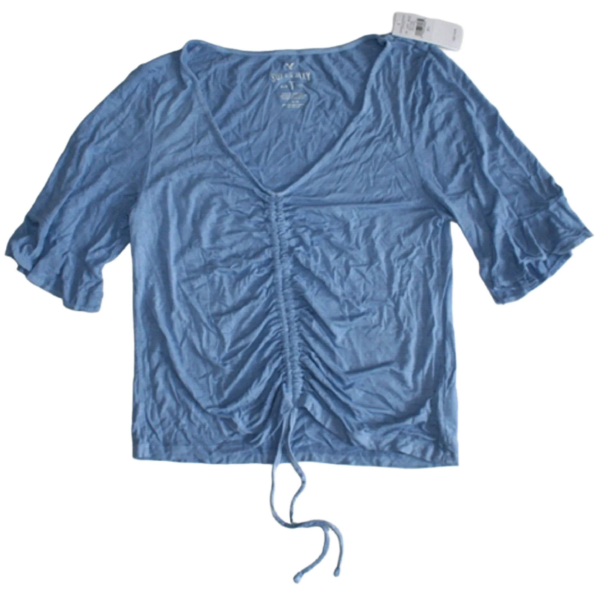 American Eagle Jr/Women's Blue Cropped Top w/Cinched Front (Large ...