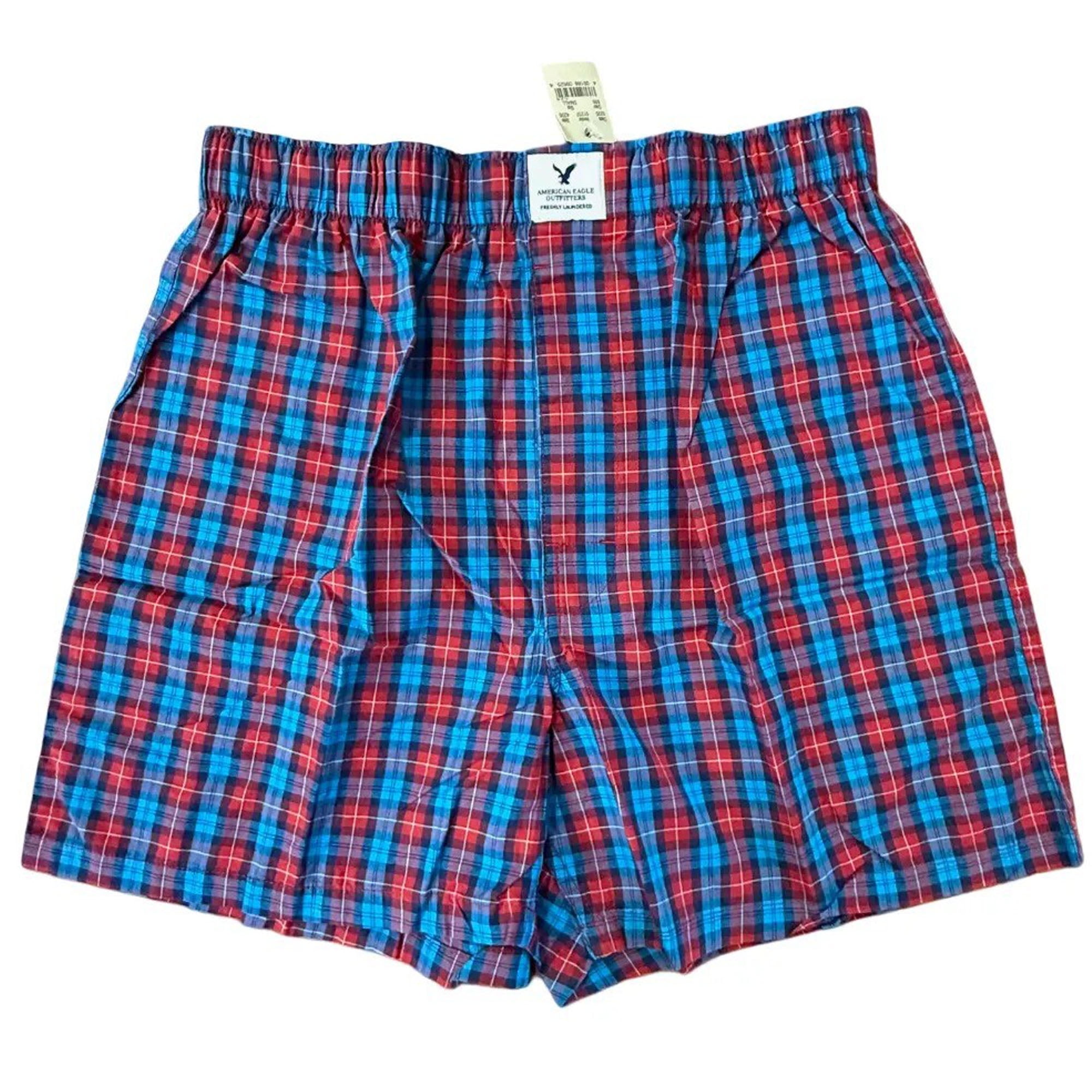 American Eagle Men's Red & Blue Plaid Boxer Shorts (Small) - Walmart.com
