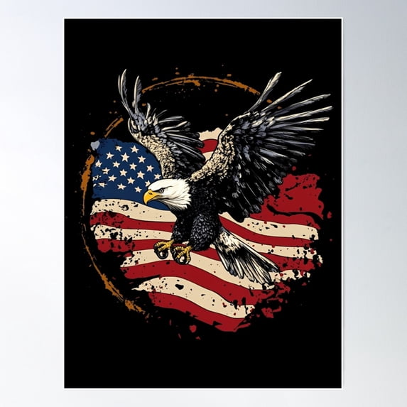 American Eagle Patriot Flag United States Pride Wall Art Unframed ...