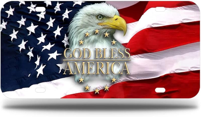 American Eagle Patriotic License Plate, Car Front License Plates with 4 ...