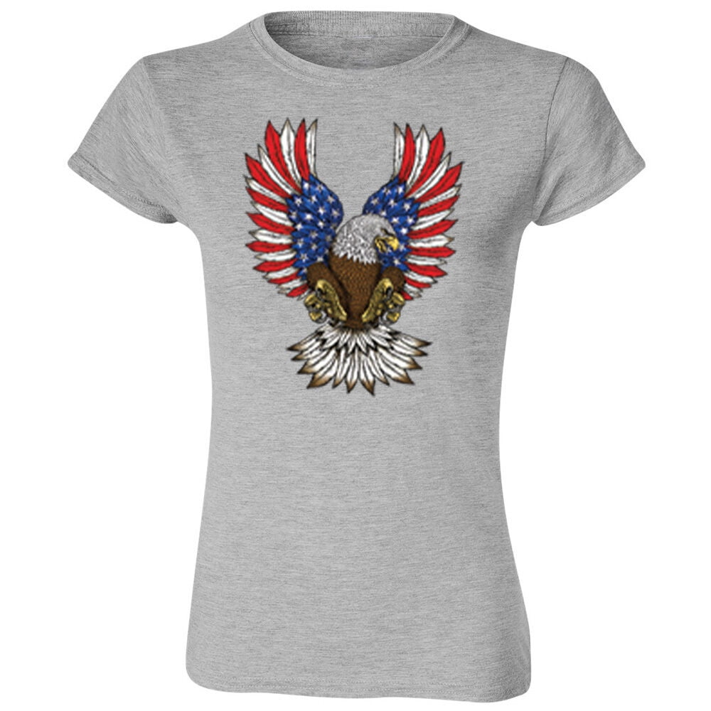 American Eagle USA Flag Print Design Lady T-shirt Funny Tee Color Sport ...