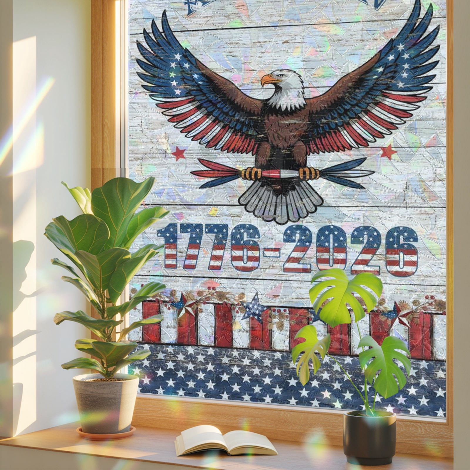American Eagle Window Privacy Film Rainbow Static Cling Stain Glass ...