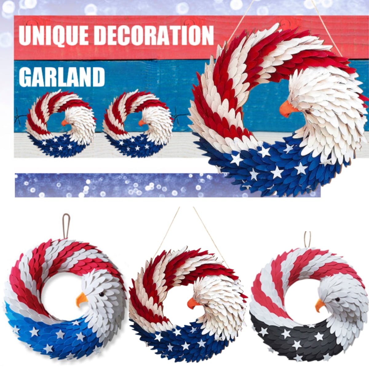 American Eagle Wreath, July 4th Patriotic Veteran Memorial Day ...