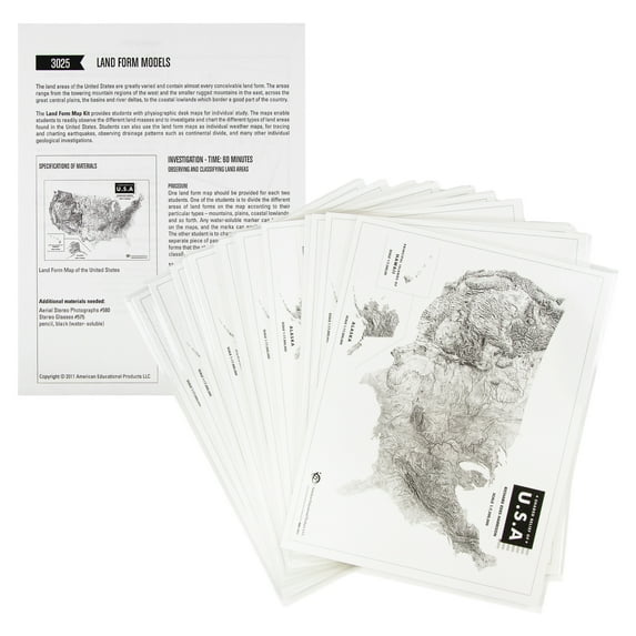 American Educational Products Flat Landform Maps Kit, Set of 15 ...