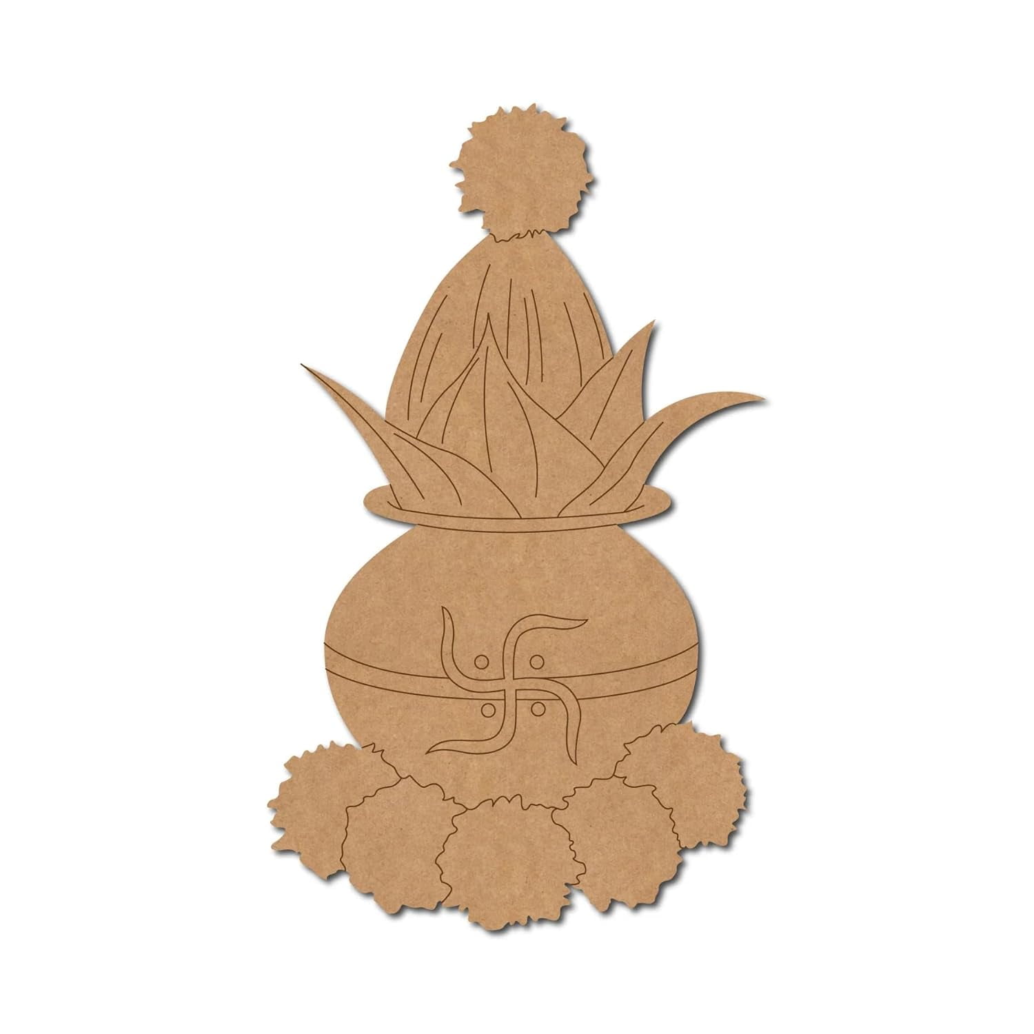 American Elm Pack of 2 Wooden Kalash Matka Swastik Pre Marked MDF ...