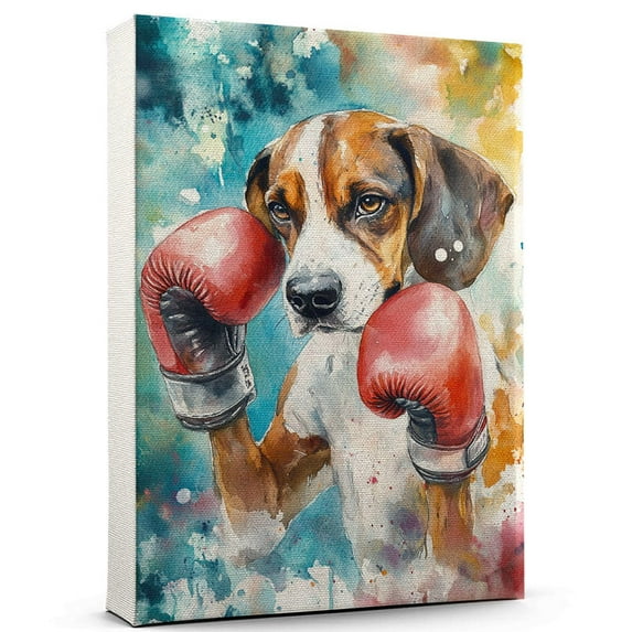 American English Coonhound Dog Stretched Canvas Size 8x12 – Boxing ...