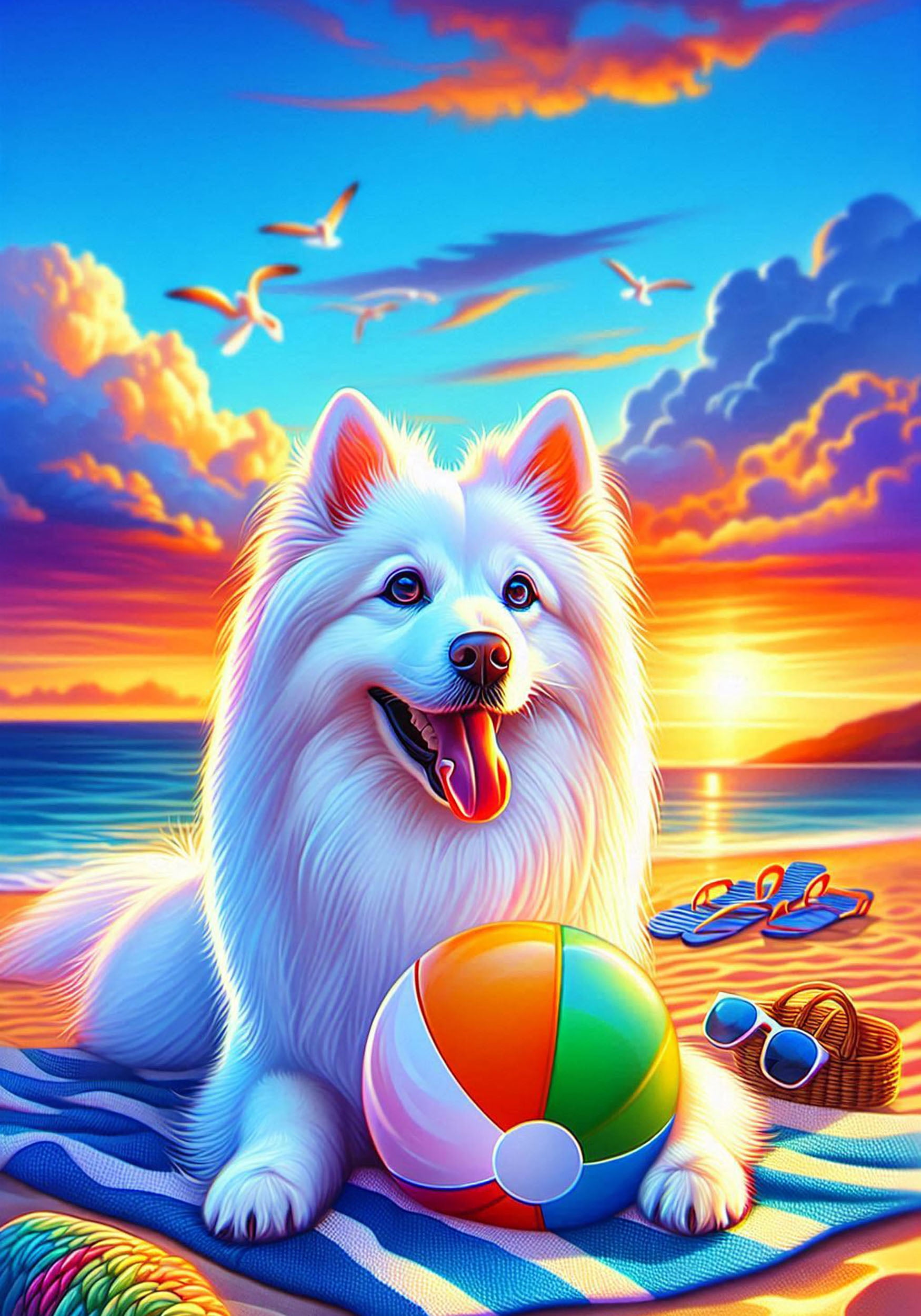 American Eskimo - Best of Breed DCR Summer Sunset Outdoor House Flag 28 ...