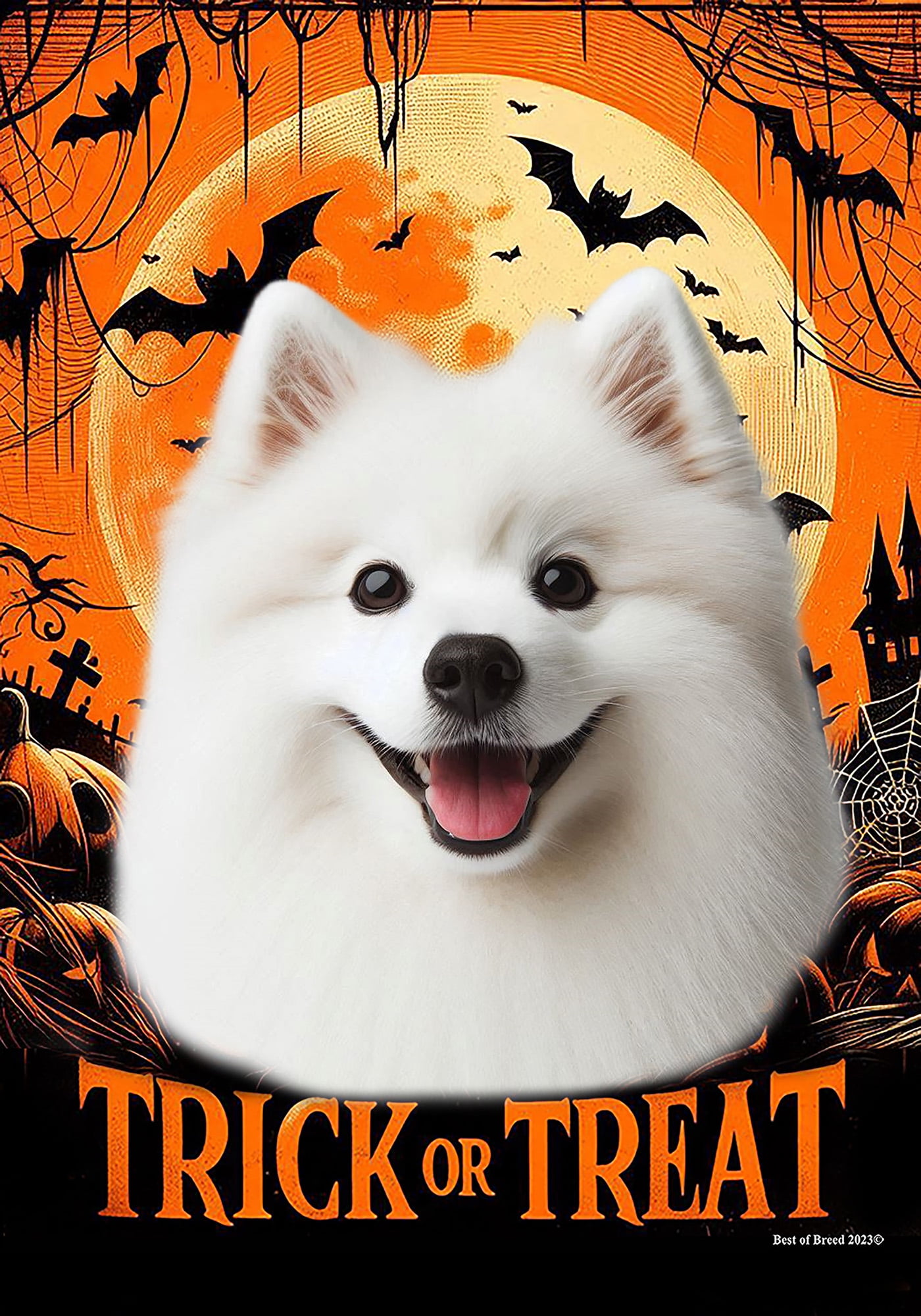 American Eskimo - Best of Breed Halloween Garden Flag 12" x 17 ...