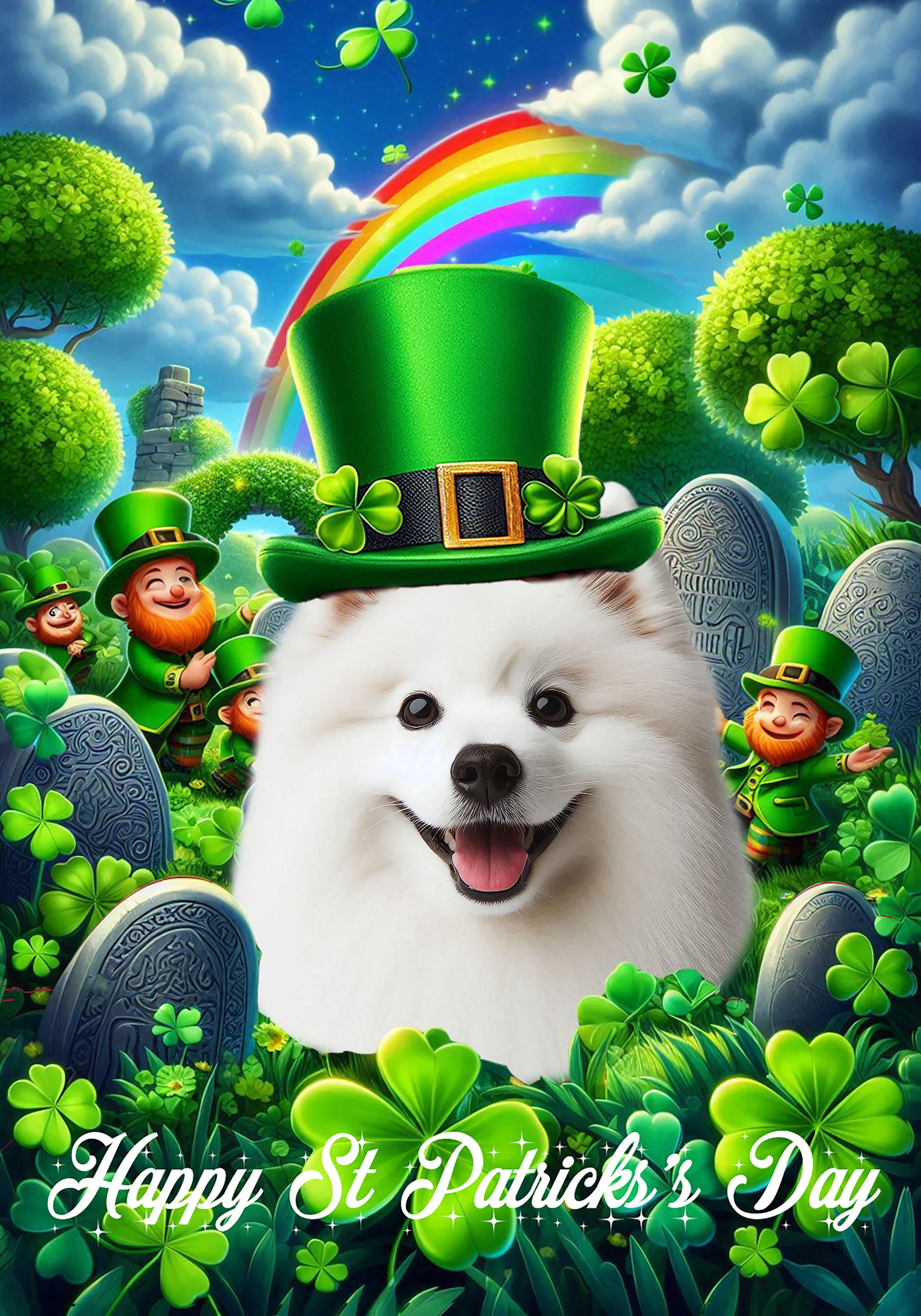 American Eskimo - Best of Breed Saint Patricks Day Outdoor House Flag ...