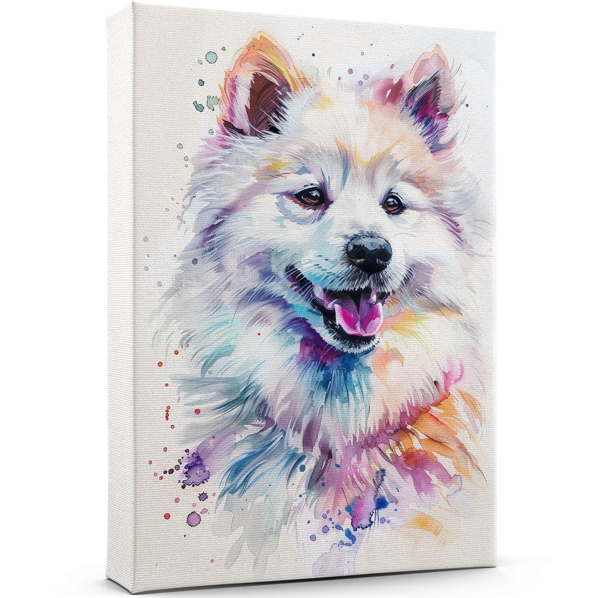 American Eskimo Canvas Wall Art, Modern Cute Colorful American Eskimo ...
