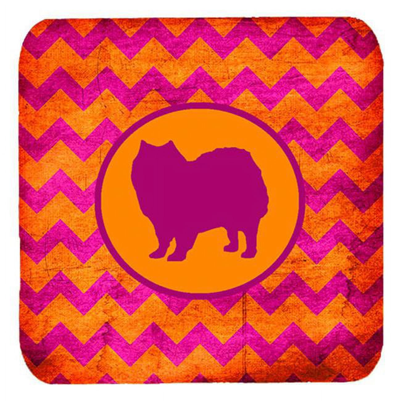 American Eskimo Chevron Pink And Orange Foam Coasters, Set Of 4 ...