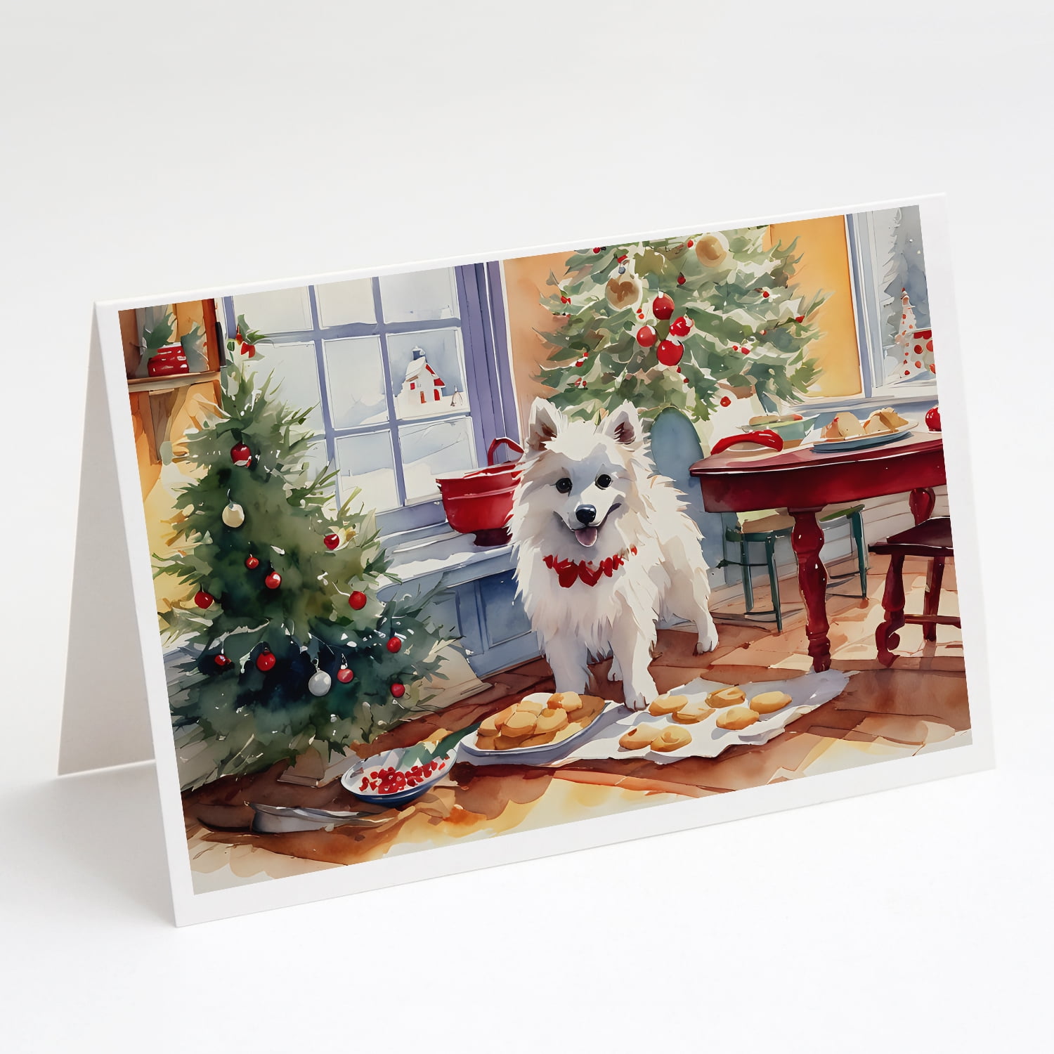 American Eskimo Christmas Cookies Greeting Cards Pack of 8 7 in x 5 in ...
