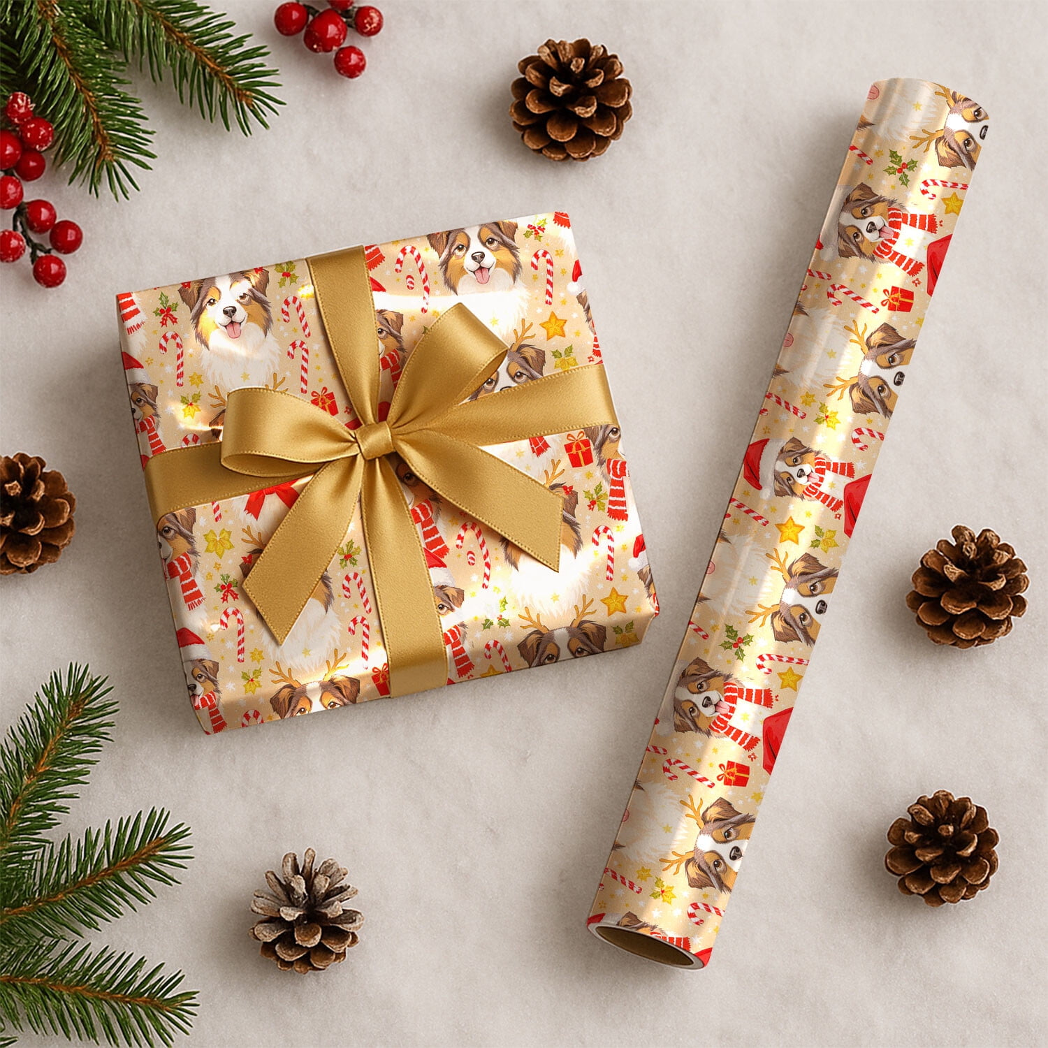 American Eskimo Christmas Wrapping Paper Rolls, American Eskimo Holiday ...