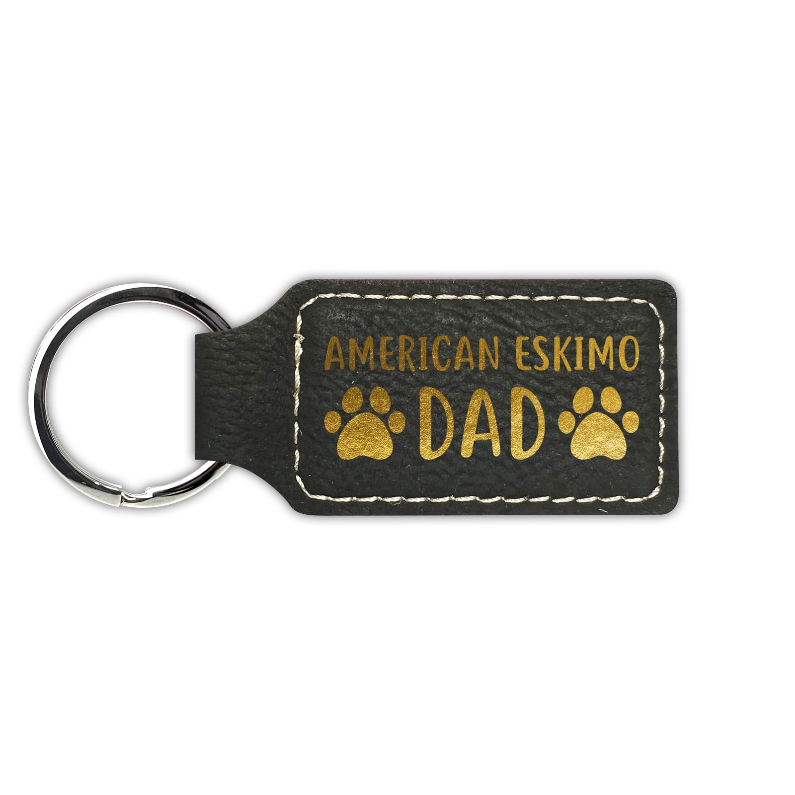 American Eskimo Dad Keychain Leatherette Rectangle - Laser Engraved ...