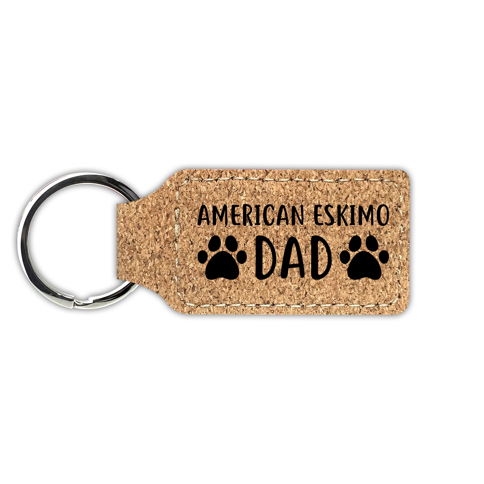 American Eskimo Dad Keychain Leatherette Rectangle - Laser Engraved ...