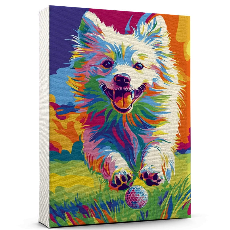 American Eskimo Dog Golf Stretched Canvas Size 8x12 – Funny American ...