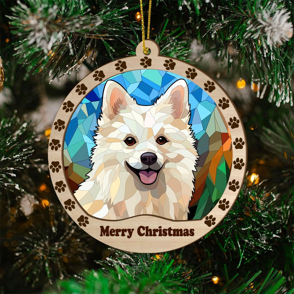 American Eskimo Dog Ornament, American Eskimo Dog Stained Glass Window ...