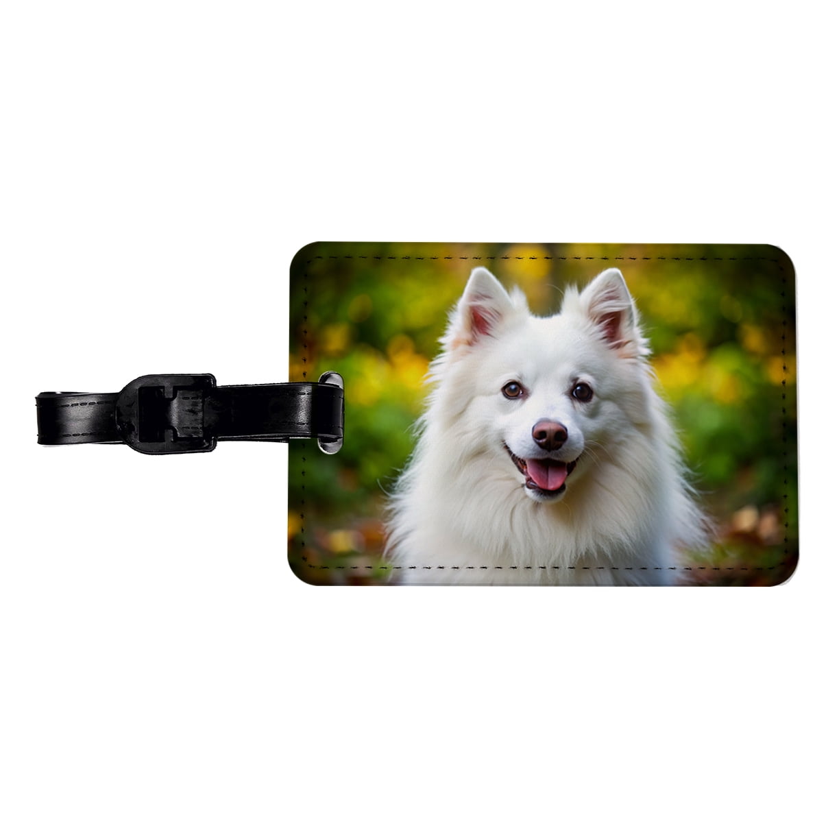 American Eskimo Dog Photo Faux Leather Travel Luggage Tag - Walmart.com