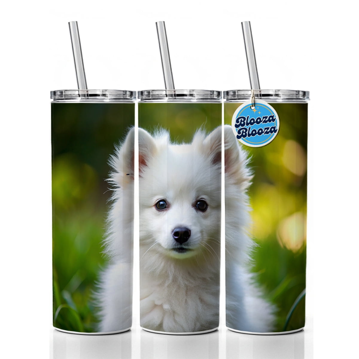 American Eskimo Dog Puppy Photo 20oz Insulated Water Bottle Skinny ...