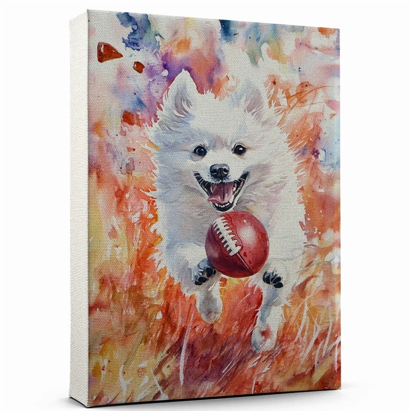 American Eskimo Dog Stretched Canvas Size 8x12 – American Football ...