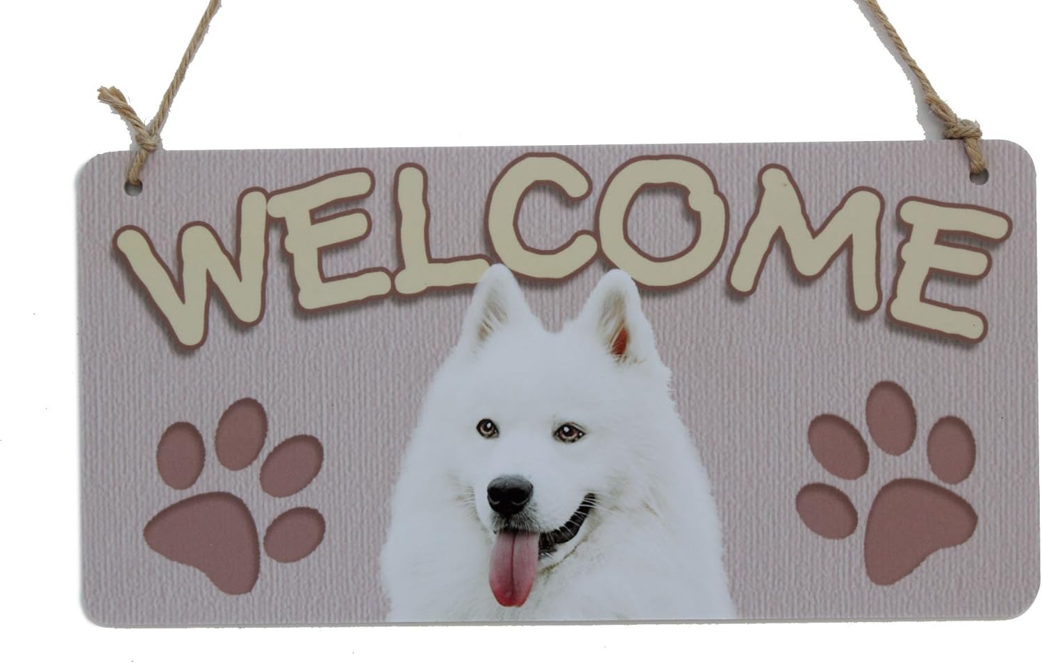 American Eskimo Dog Wood Signs With Two Dog Footprints Wooden Hanging ...