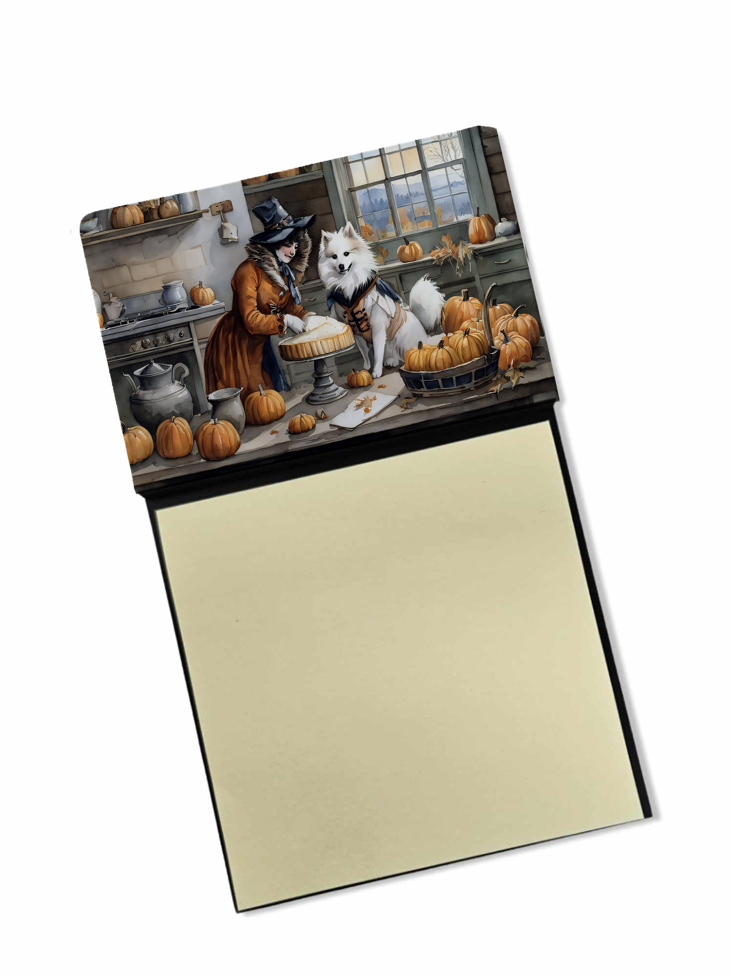 American Eskimo Fall Kitchen Pumpkins Sticky Note Holder 3.25 in x 5.25 ...